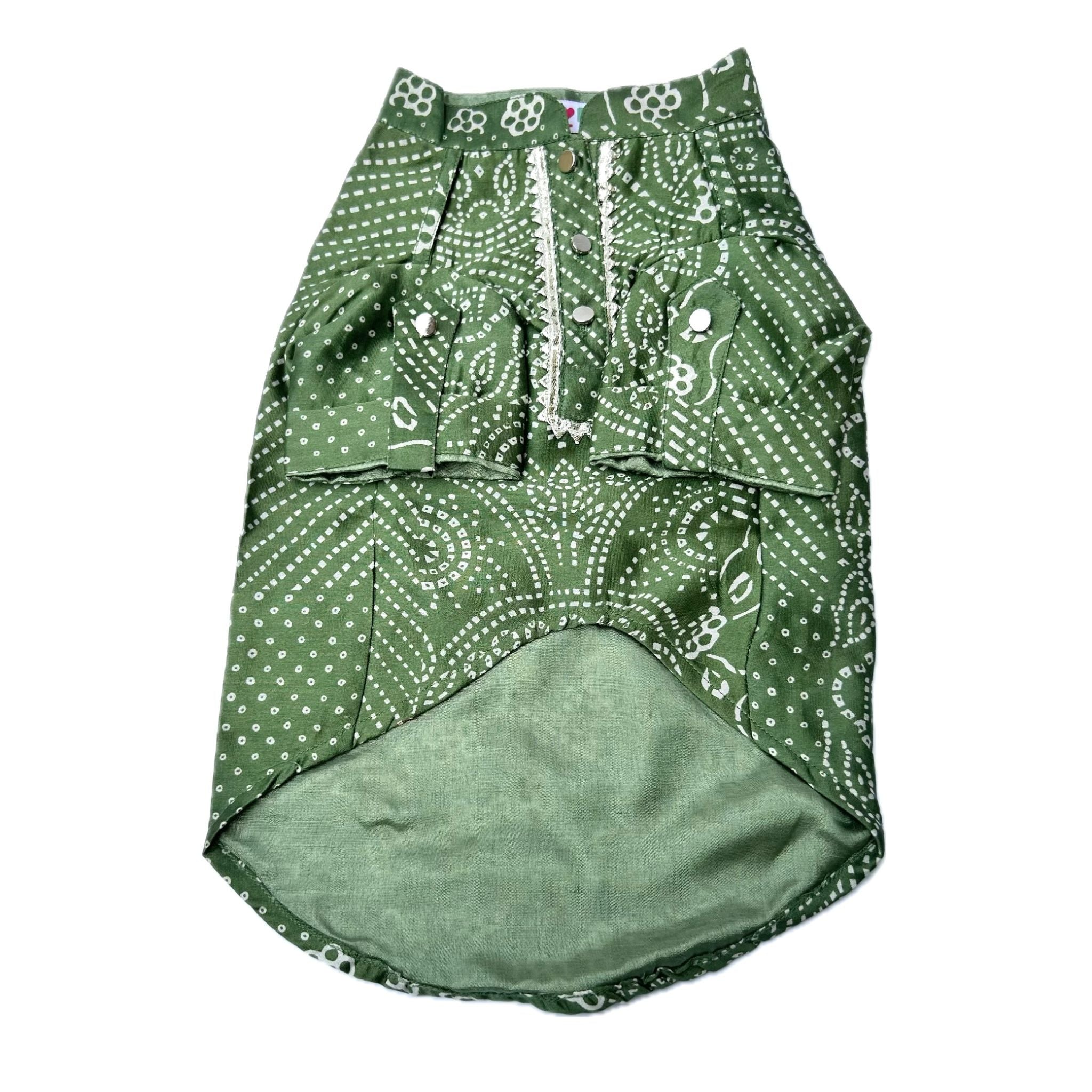 GREEN PATHANI DOG KURTA