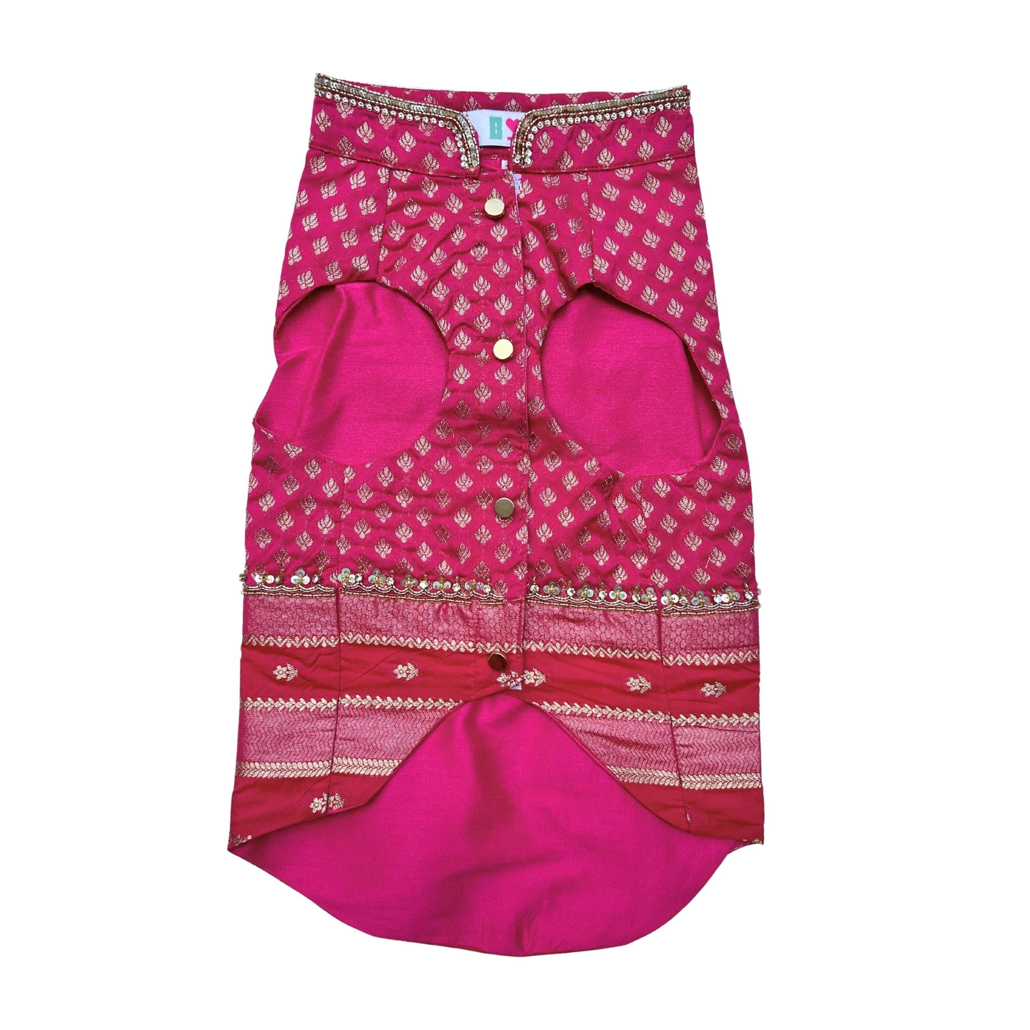 HOT PINK GENDA PHOOL HAND EMBROIDERED SHERWANI FOR DOGS AND CATS