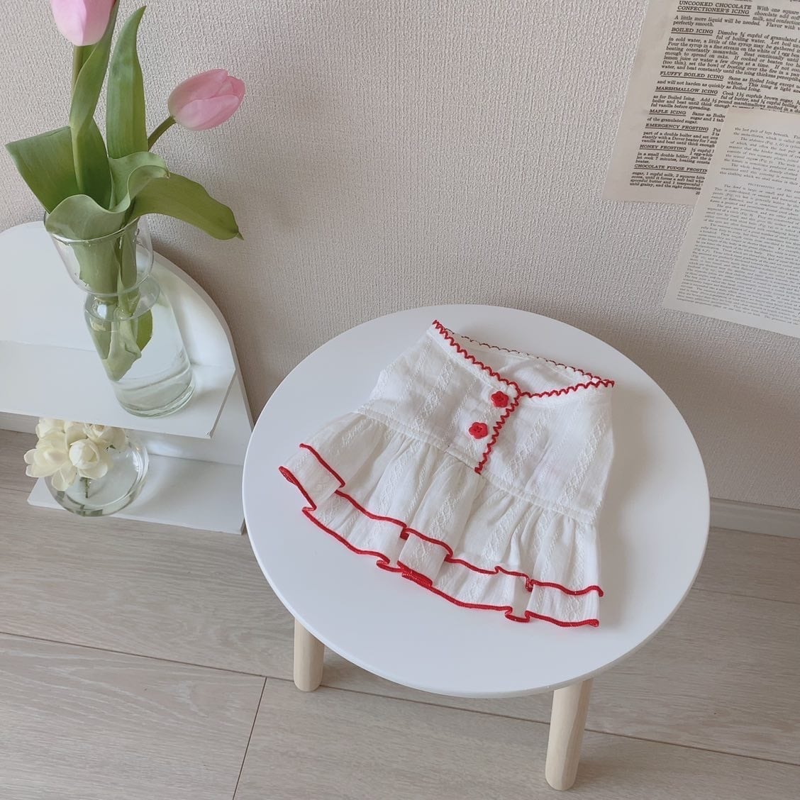 WHITE RED ICEING DOG DRESS