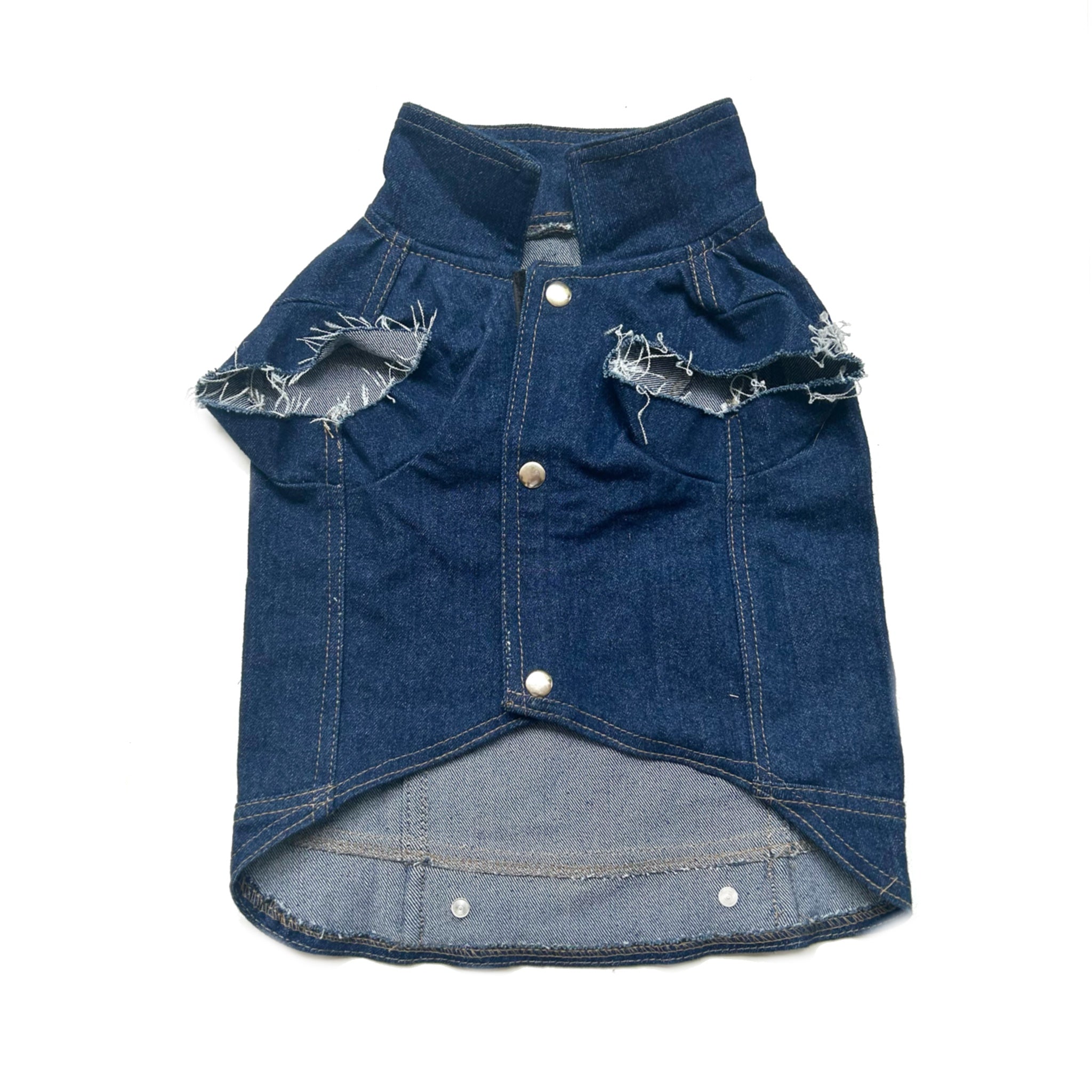 DOG DENIM JACKET WITH RIPPED SLEEVES